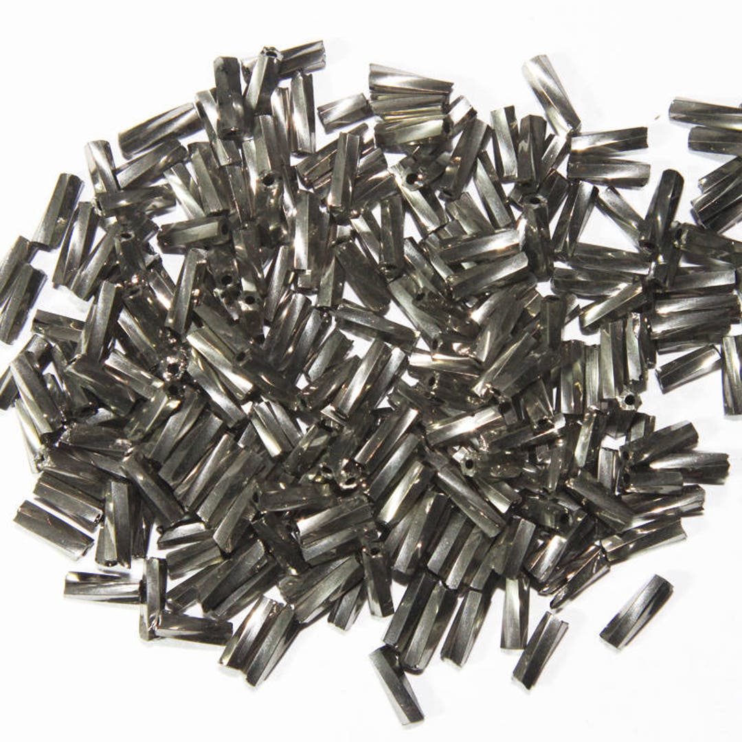Twisted Bugle Glass Seed Spacer Tube Beads Grey Color in Pearl Finish ...