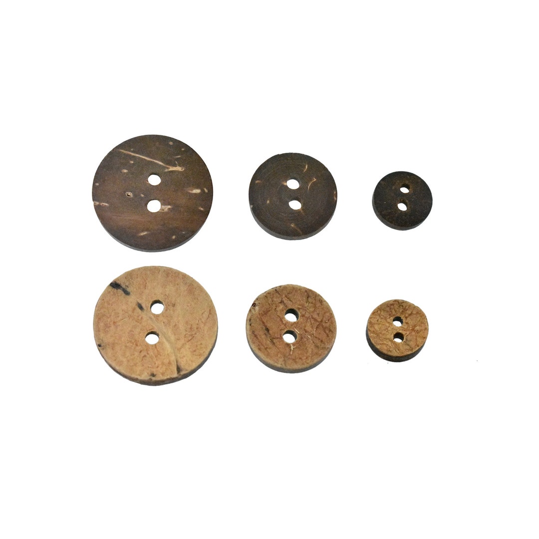 Coconut Shell Buttons Handmade 2 Hole Natural Coconut Fastener Buttons ...