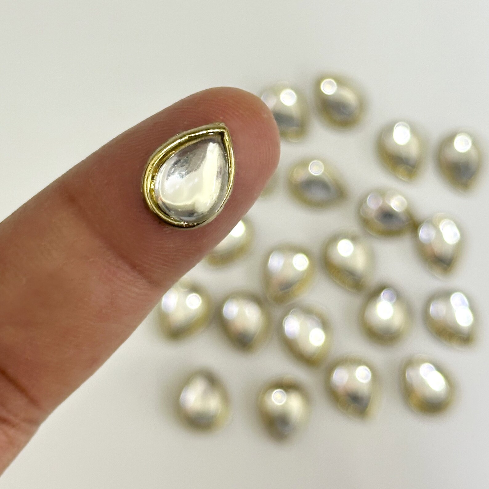 10x12mm, Silver Color Tear Drop Shape Kundan Stone - Etsy