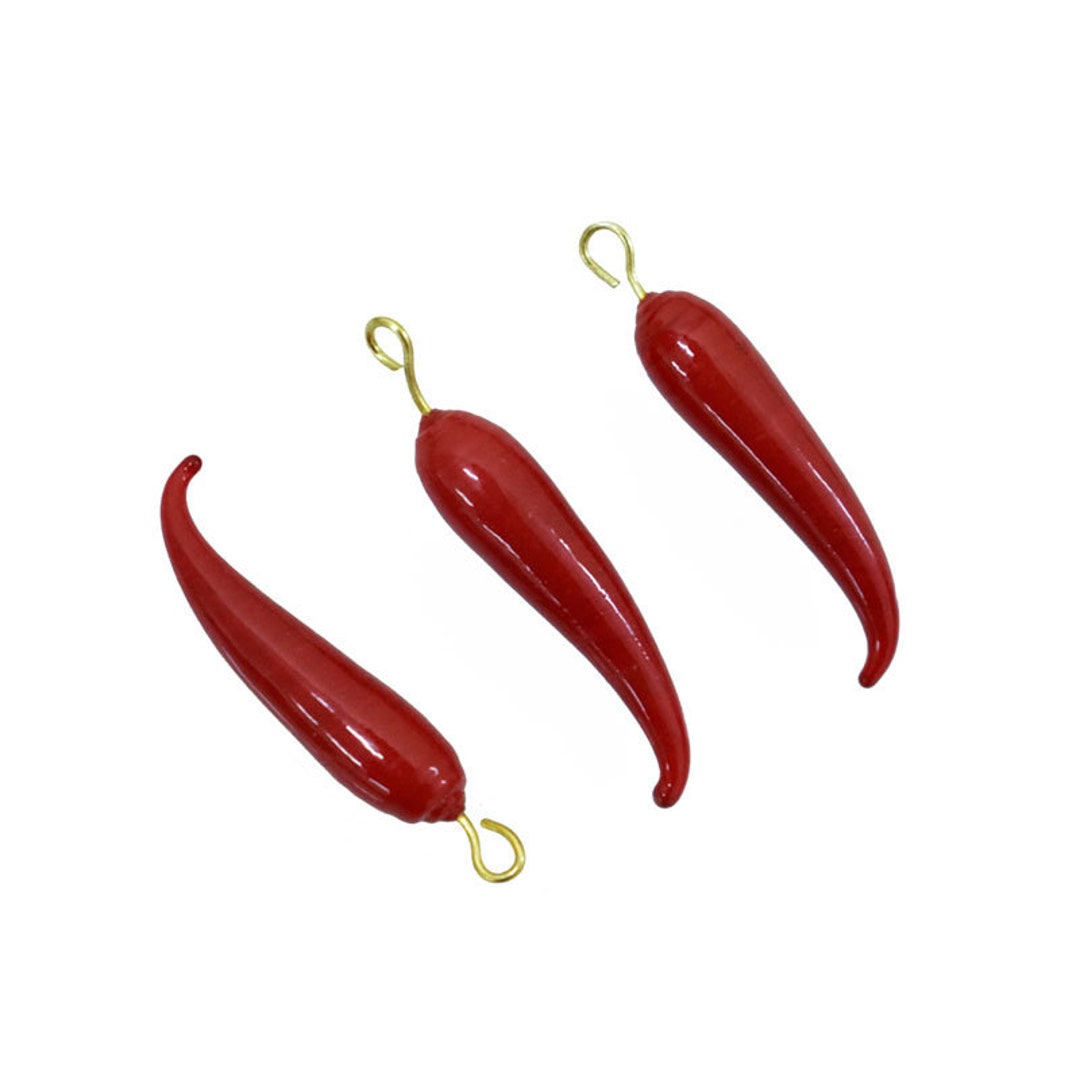 20 Pieces, Red Color Chilli Shape Glass Pendant/chilli Pepper Charms ...