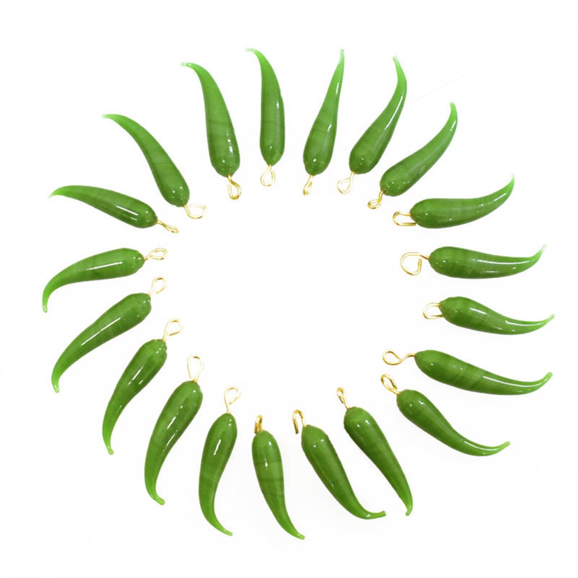 20 Pieceslight Green Color Chilli Shape Glass Pendant/chilli | Etsy