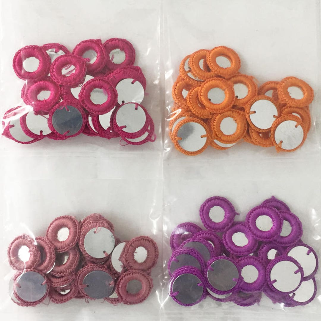4 Colour, 100 Pieces Crochet Thread Rings Combo Pack-25 Pieces of Each ...