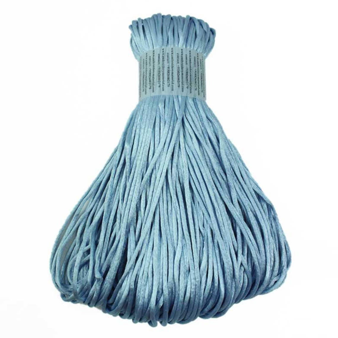 1 Roll, 100 Meter (3MM) Baby Blue Color Rattail Satin Cord / Malai Dori ...