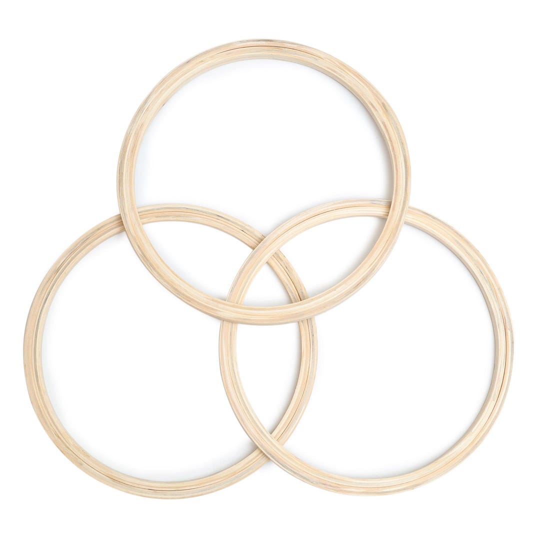 Round Wooden Hoops Without Screws for Cross Stitching and Embroidery (3 ...