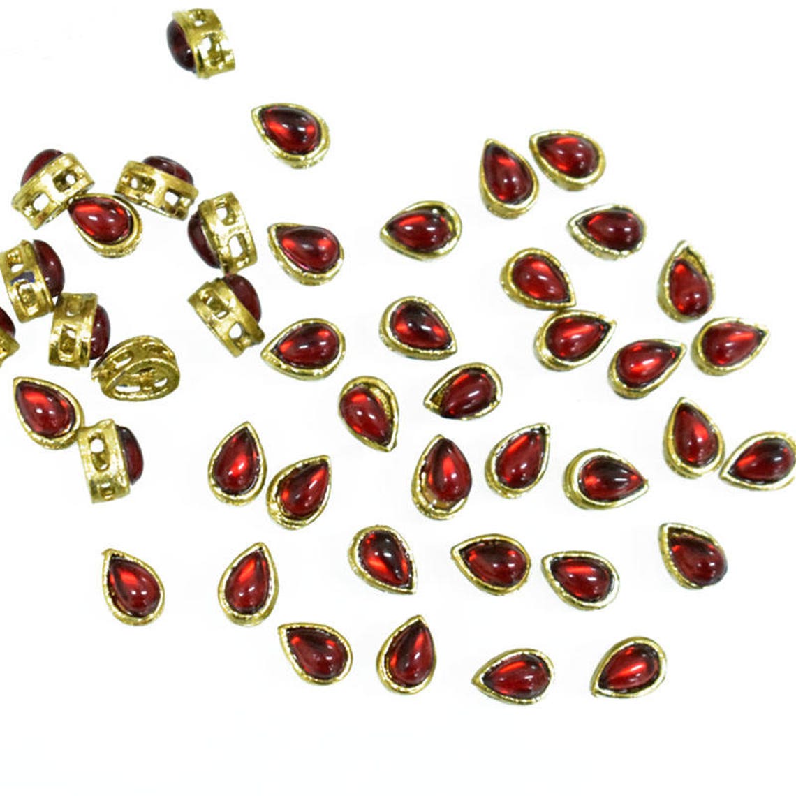 50 Pieces5x8mm Red Color Tear Drop Shape Kundan | Etsy