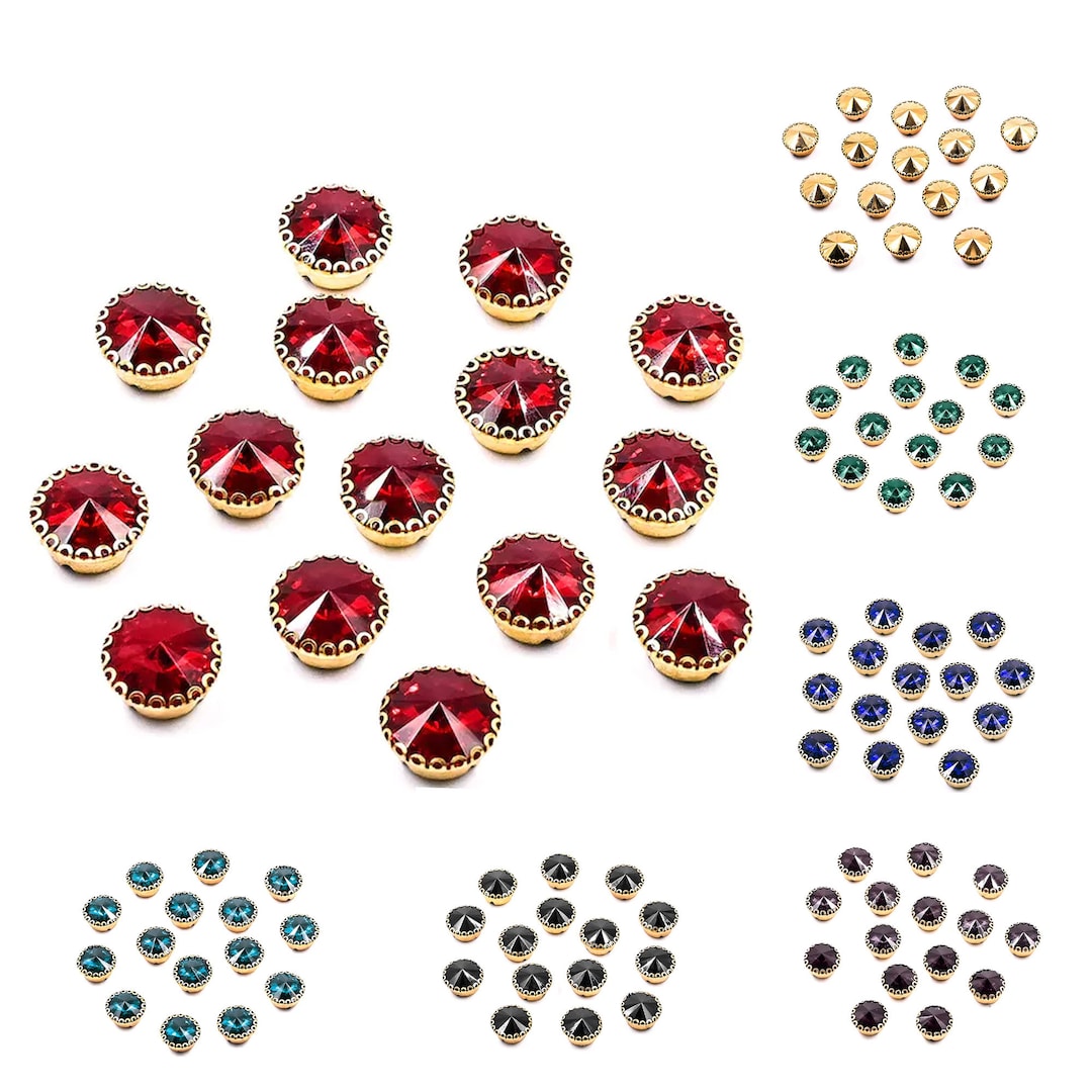 Sew on Round Rivoli Chaton Montees Rhinestones in Flower Claw Setting ...