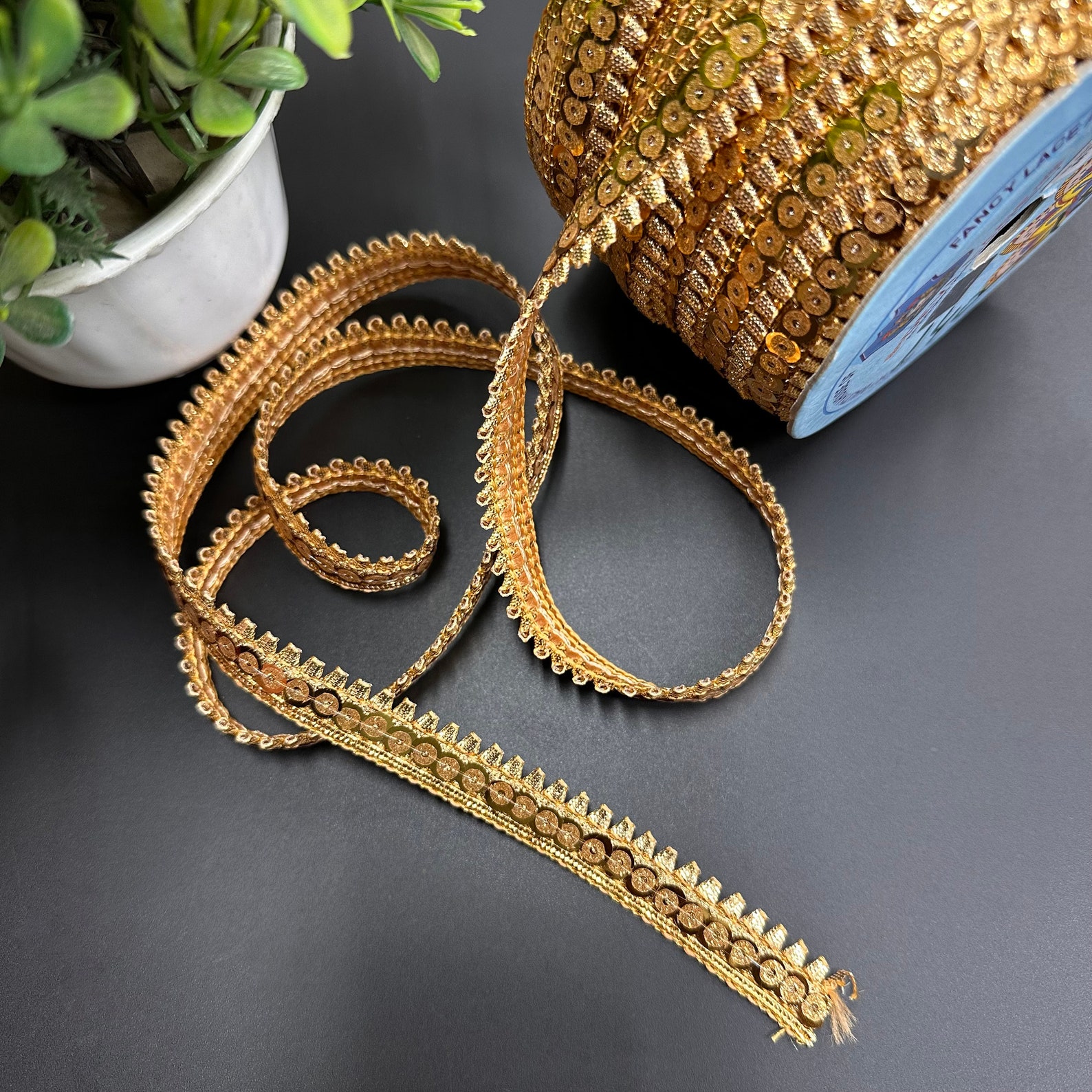 Shiny Sequence Sitara Zari Gota Lace for Sewing, Crafts, Dress, Wedding ...