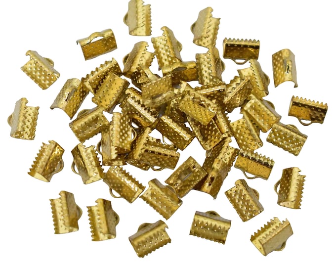 14K Gold Plated Crimp Ends for 6/10/13/20/25mm Ribbons, Ribbon Crimp ...