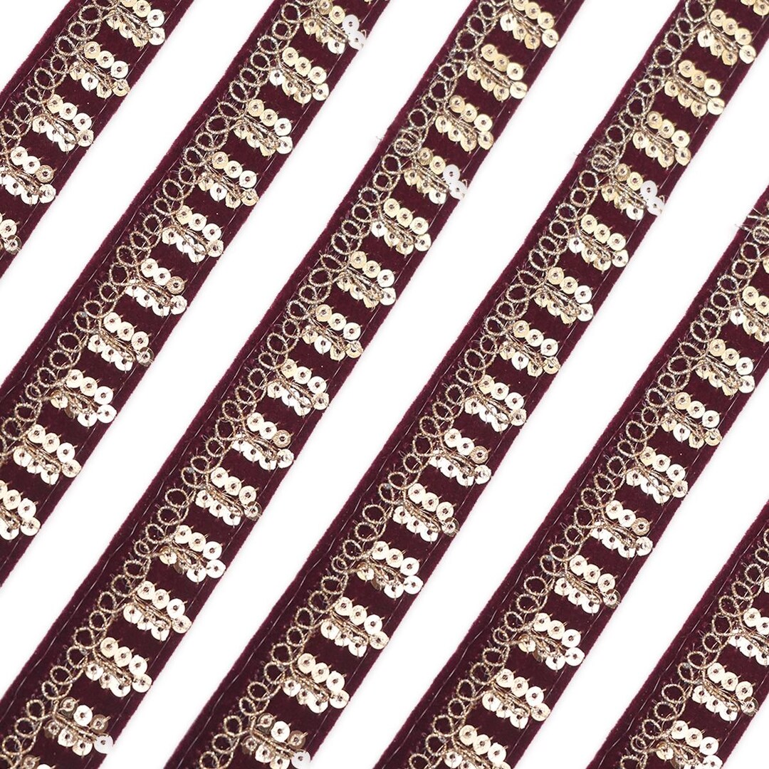 8.3 Yards Lace Trim, Dark Maroon Lace Trim, Wide Lace, Velvet Lace Trim ...