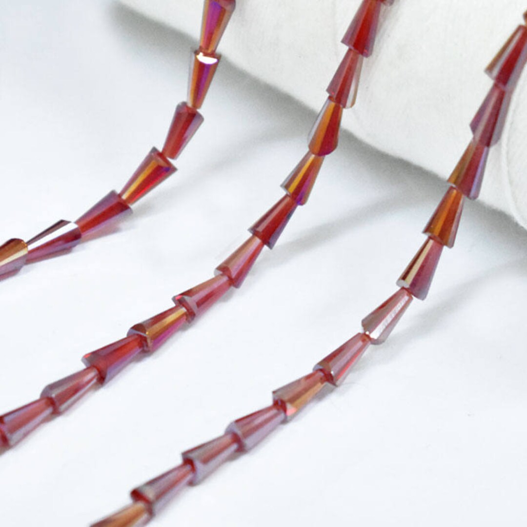 Cone Faceted Beads Strand Crystal Transparent Fire Polished Spacer ...