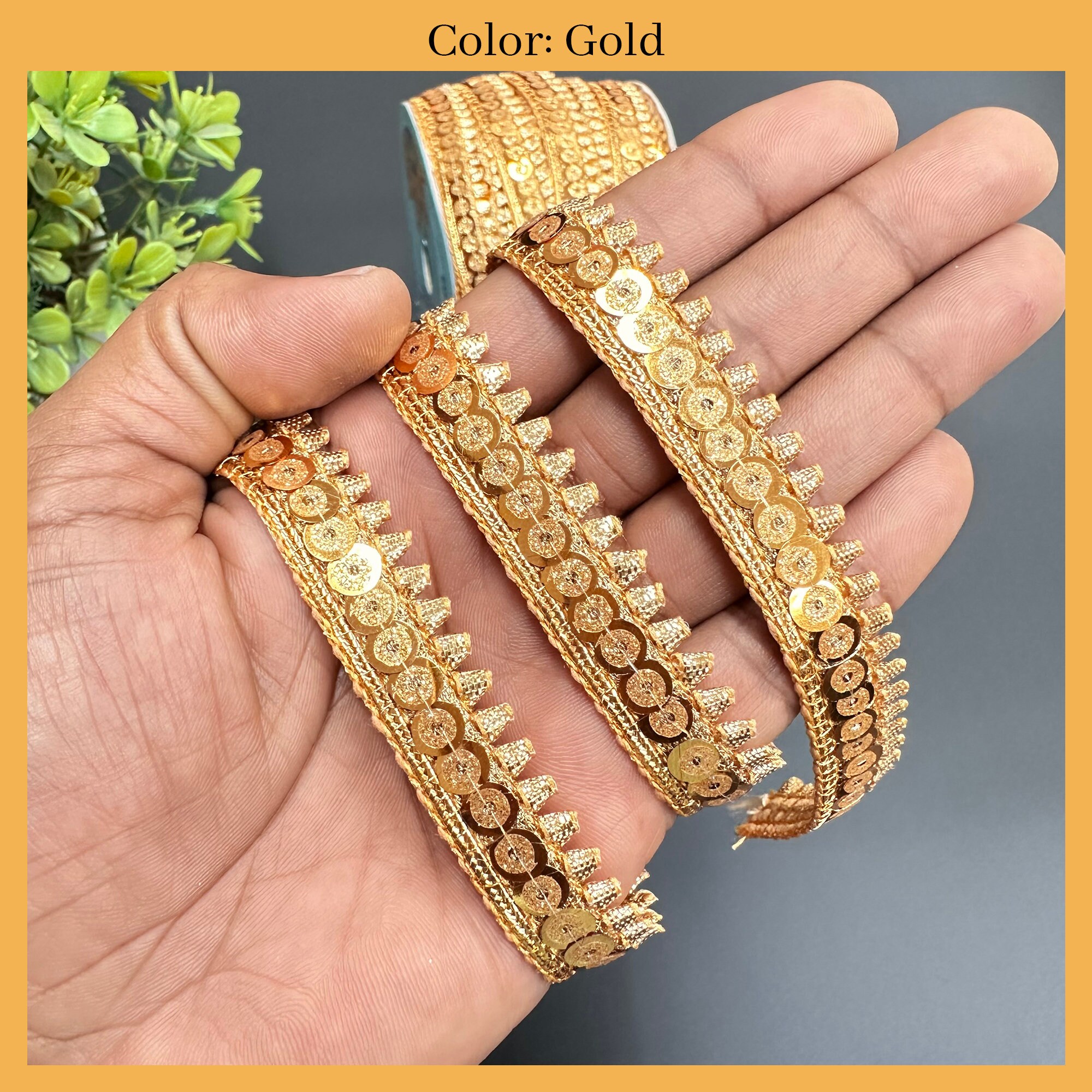 Shiny Sequence Sitara Zari Gota Lace for Sewing, Crafts, Dress, Wedding ...