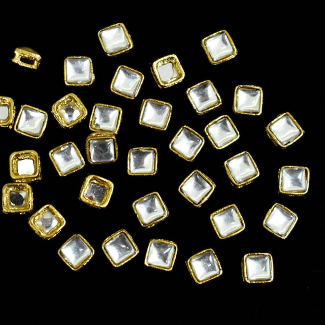 8MM Silver Color Square Shape Kundan Stones - Etsy