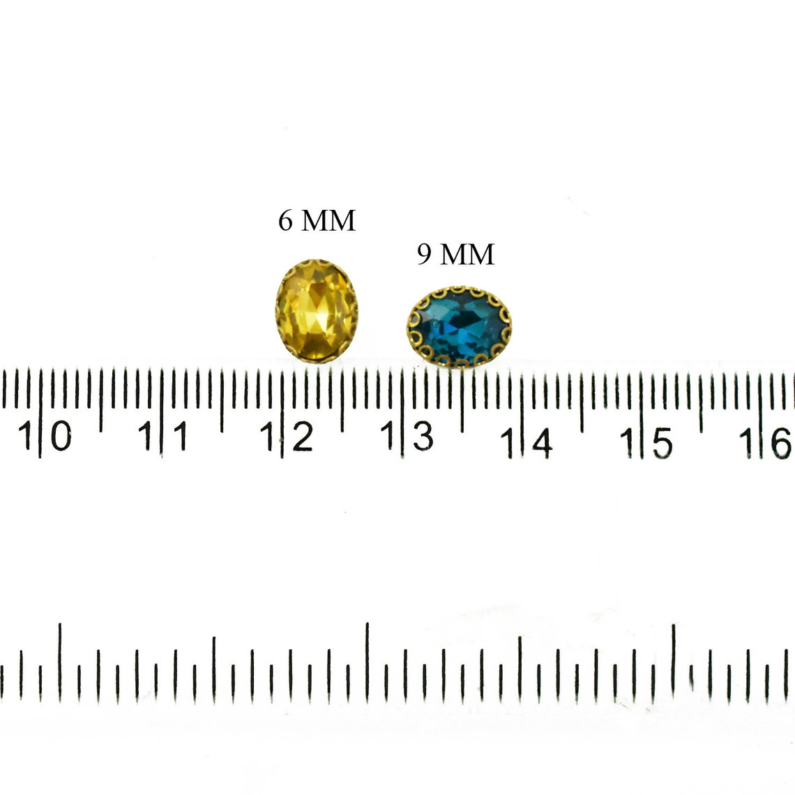 Assorted Color Sew on Glass Oval Crystal Stone With Flower Catcher ...