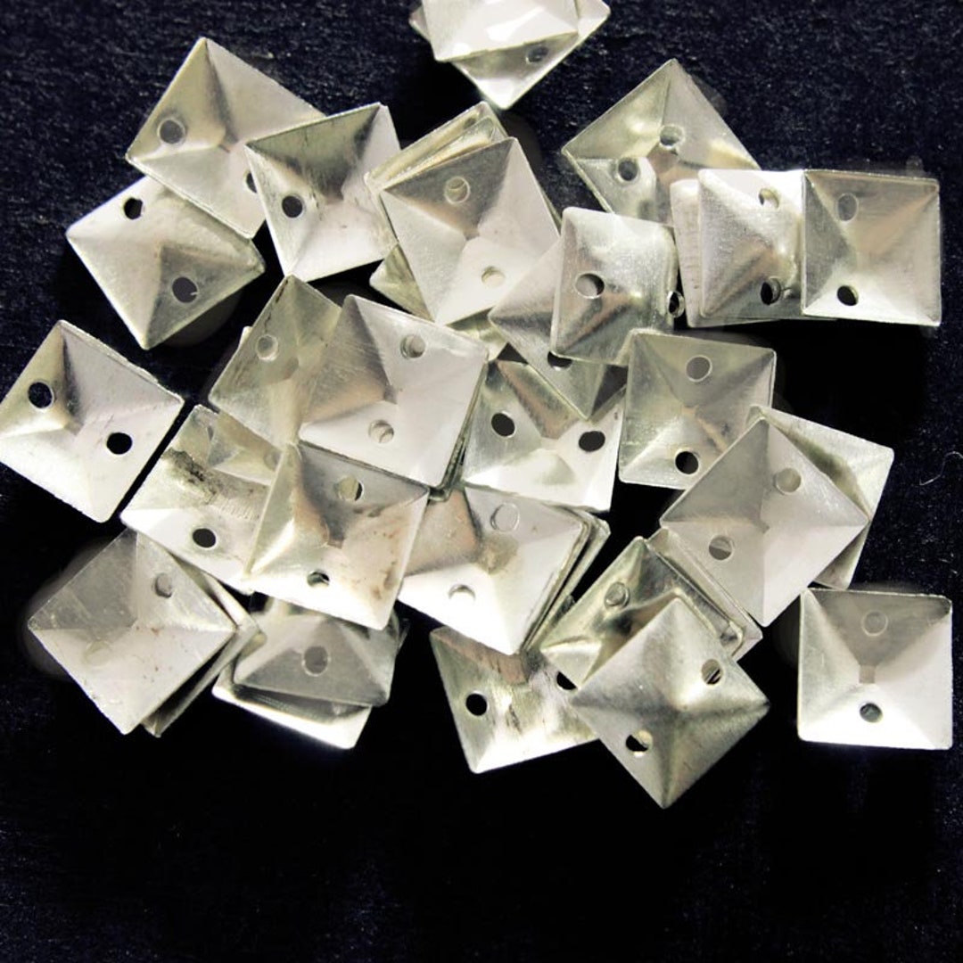 100 Gram,silver Pyramid Shape Beads Sequins/metal Beads/metal Look ...