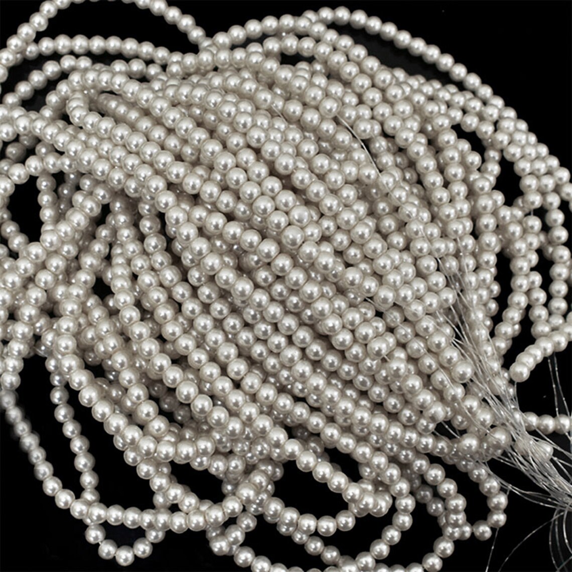 Glass Round Pearl Beads Loose Glass Beads Jewelry Findings Pearls in ...