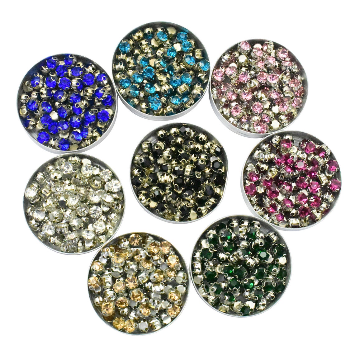 Rhinestones Montees Mix Colors in Brass Setting 16SS Sew on - Etsy