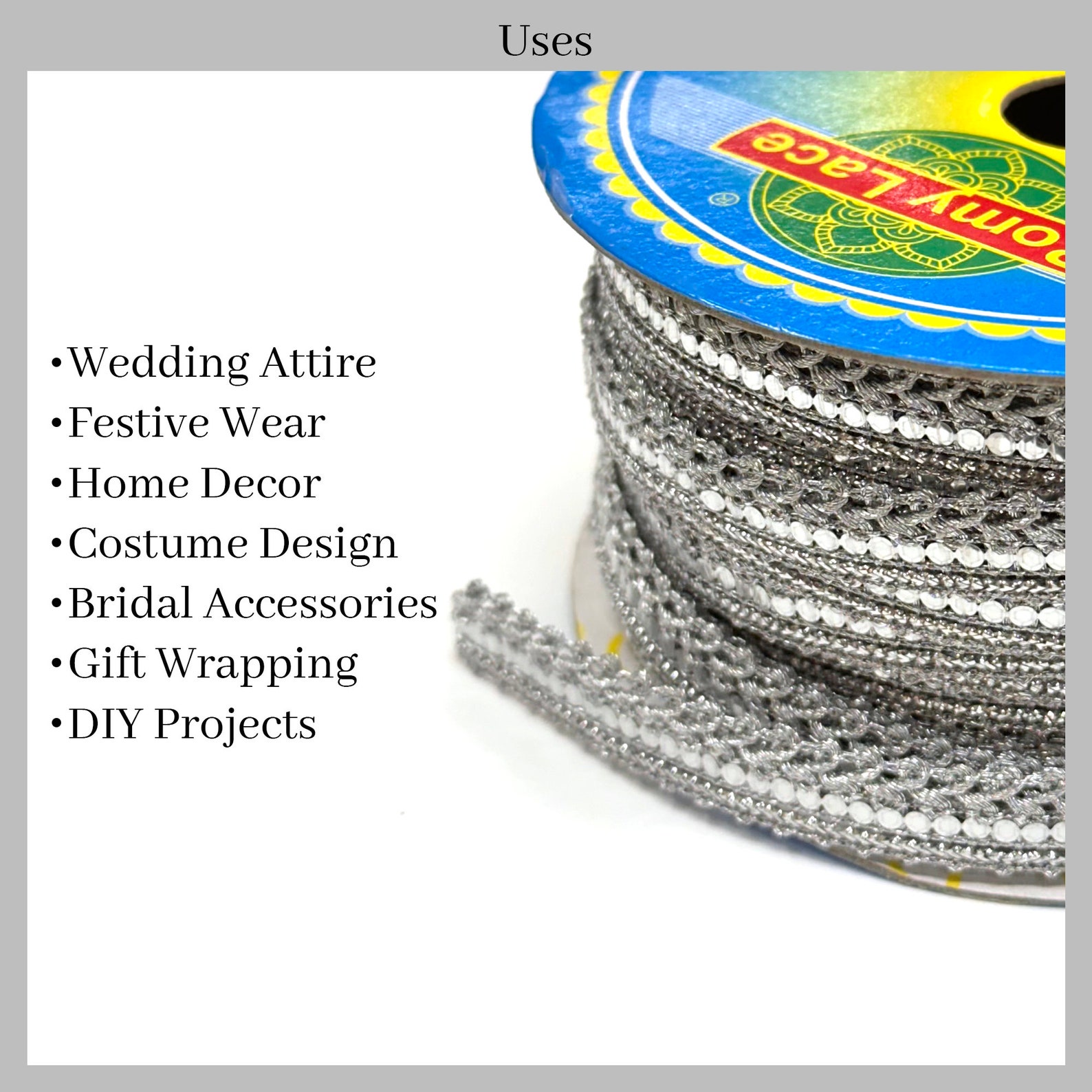 Zari Lace With Shining Sequence Sitara Lace for Sewing, Crafts, Dress ...