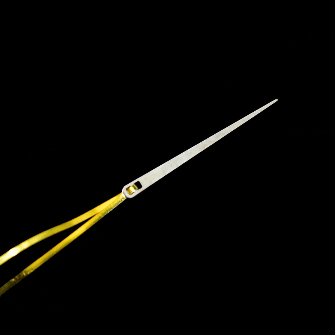 Needle, Double Hole Flat Brass Needle for Mukaish Embroidery /tel Kirma ...