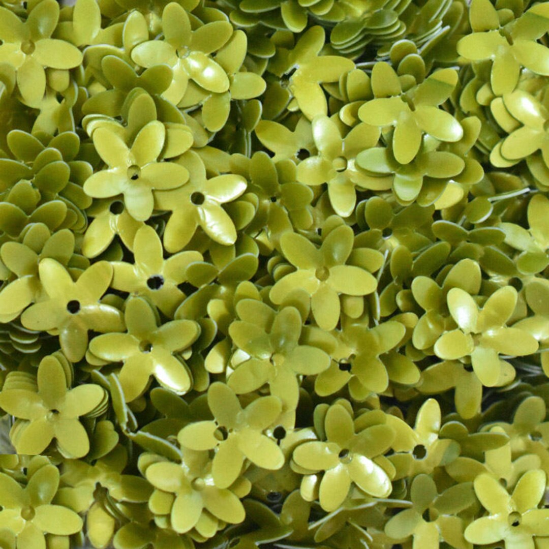 50 Grams 10MM Flower Shape Olive Green Color Sequins - Etsy