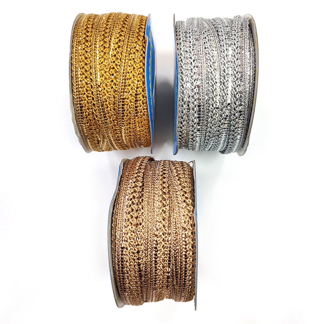 Zari Lace With Shining Sequence Sitara Lace for Sewing, Crafts, Dress ...