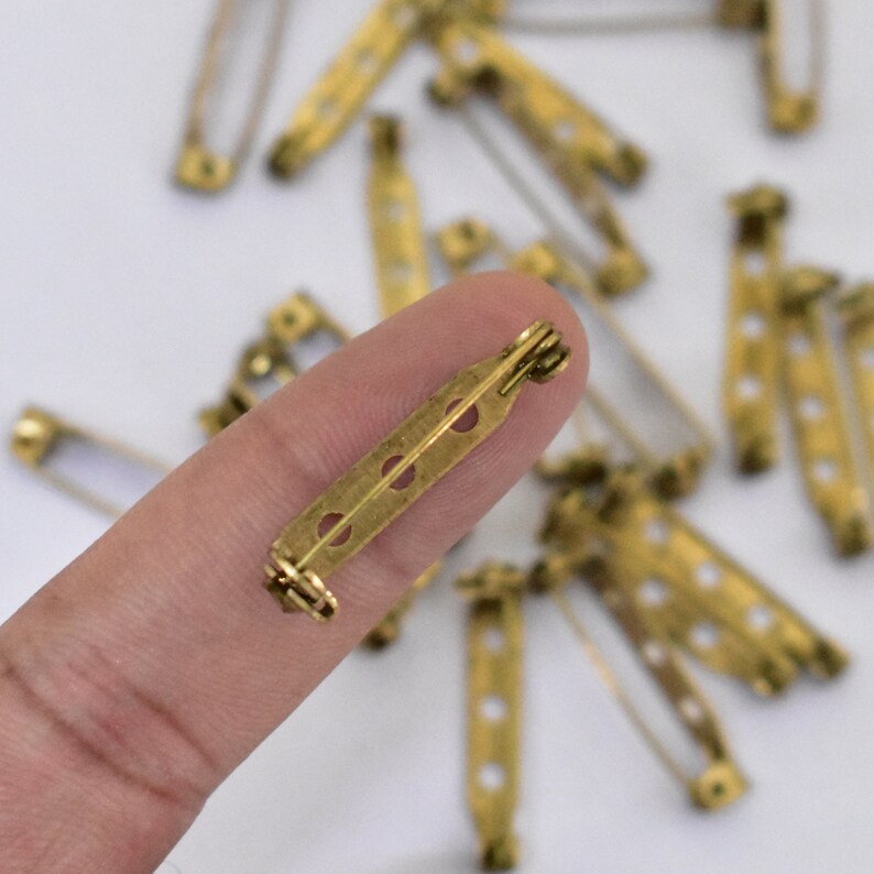 Brooch Pin Back Three Hole DIY Brass Brooch Making Findings Clasp Pin ...