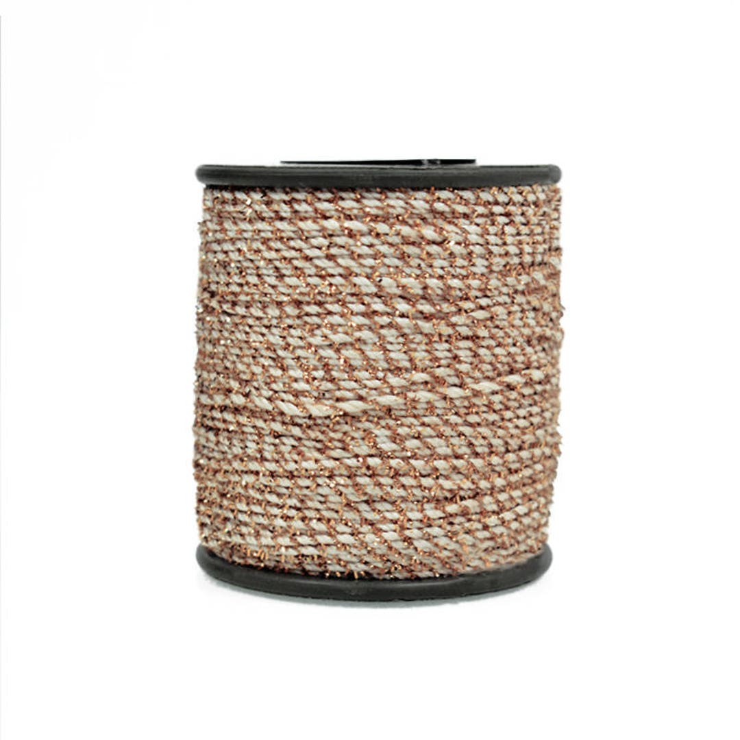 1.5MM Metallic Cotton Yarn in Cream and Rose Gold Color - 1 Roll ...