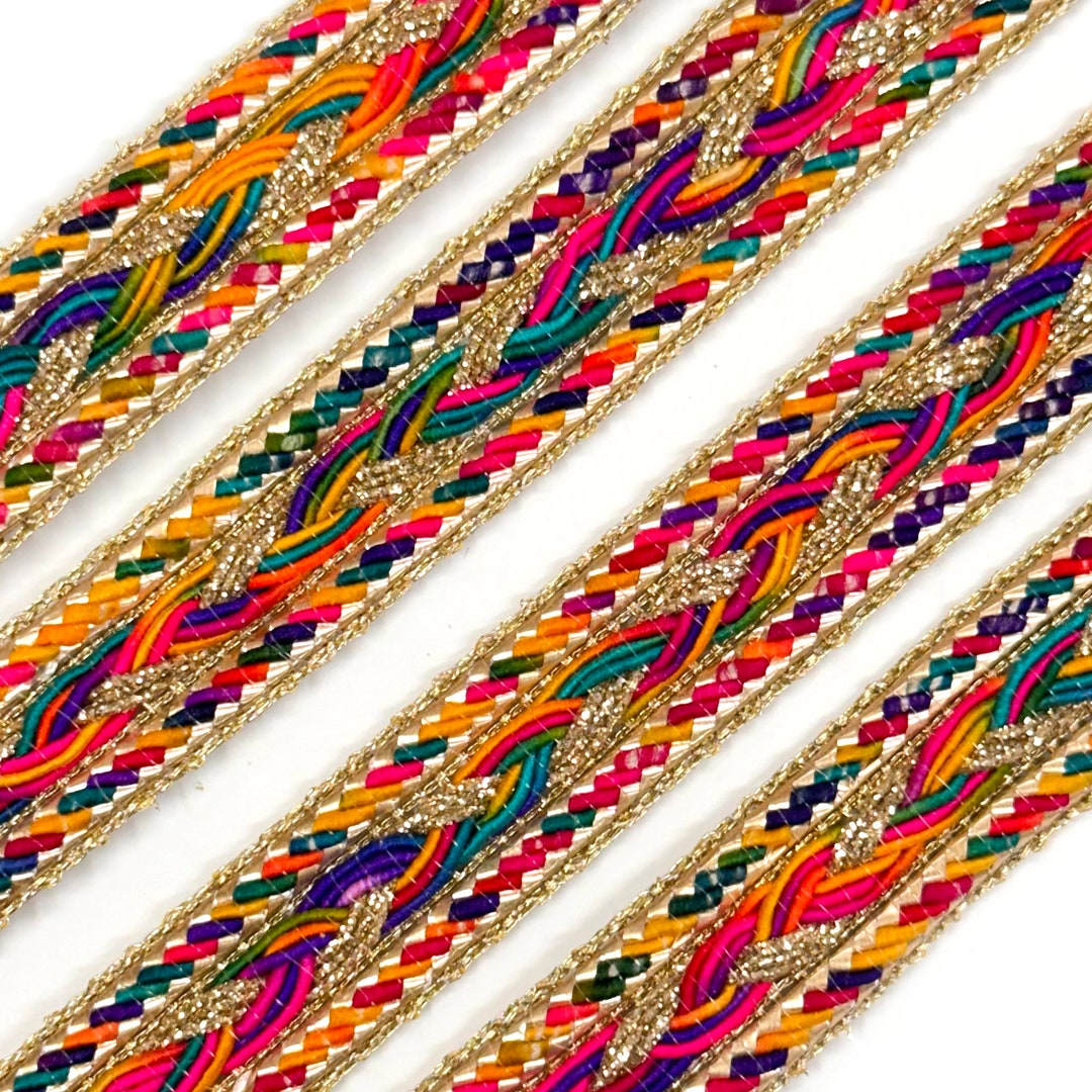 Multicolor Shining Zari Lace for Sewing, Crafts, Dress, Wedding Dress ...