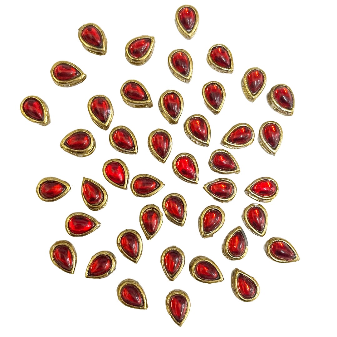 50 Pieces,5x8mm Red Color Tear Drop Shape Kundan Stones-embks5355a - Etsy