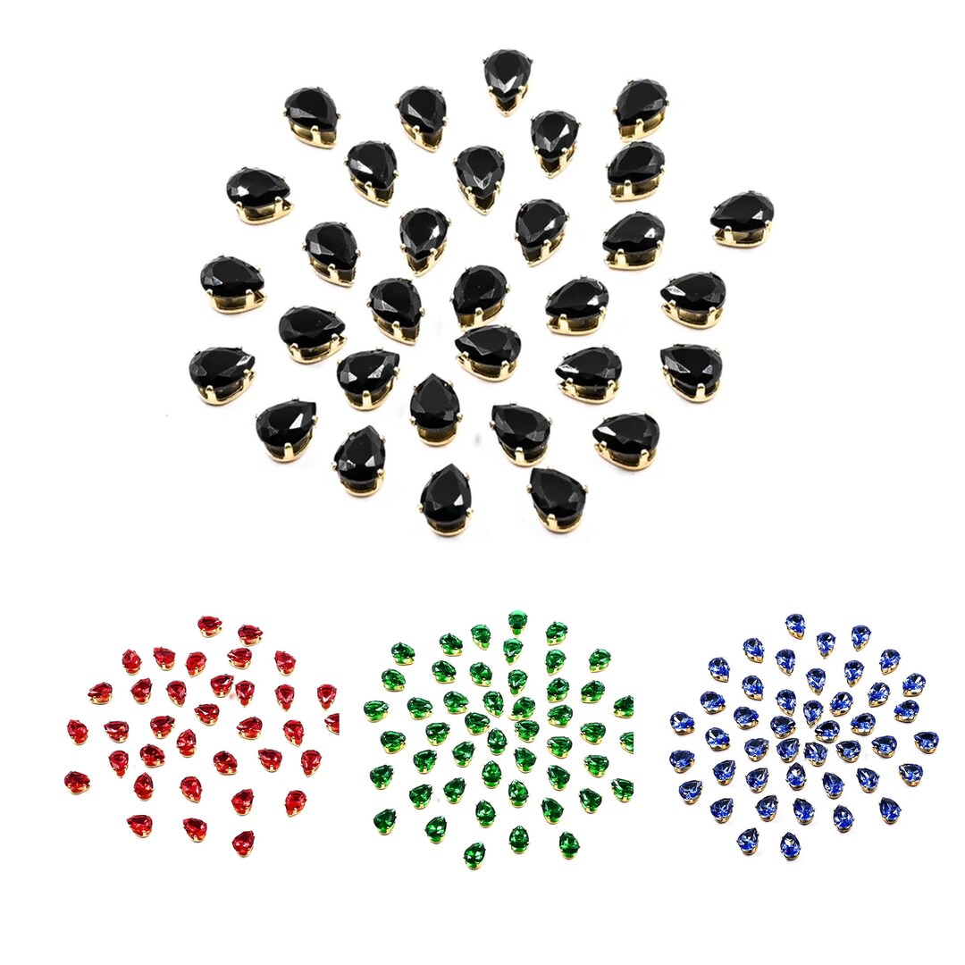 Sew on Tear Drop Rhinestones in Crown Prong Claw Setting 25 Pieces - Etsy