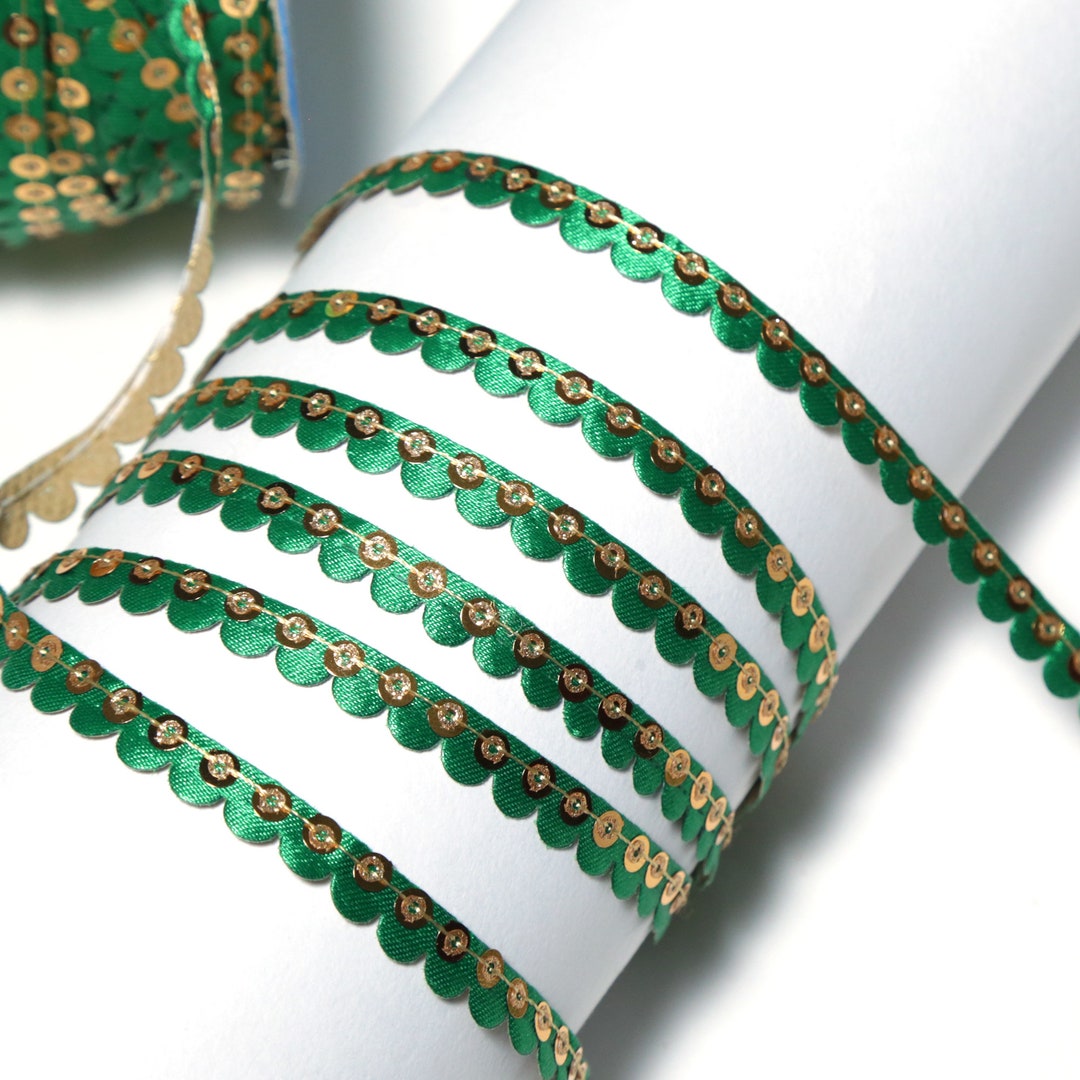 Embroiderymaterial Green Sequins Sitara Lace Border for Dupatta ...