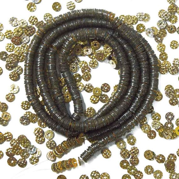 5MM Round Shape Chips Style Gold Color Sequins Strand 900 - Etsy