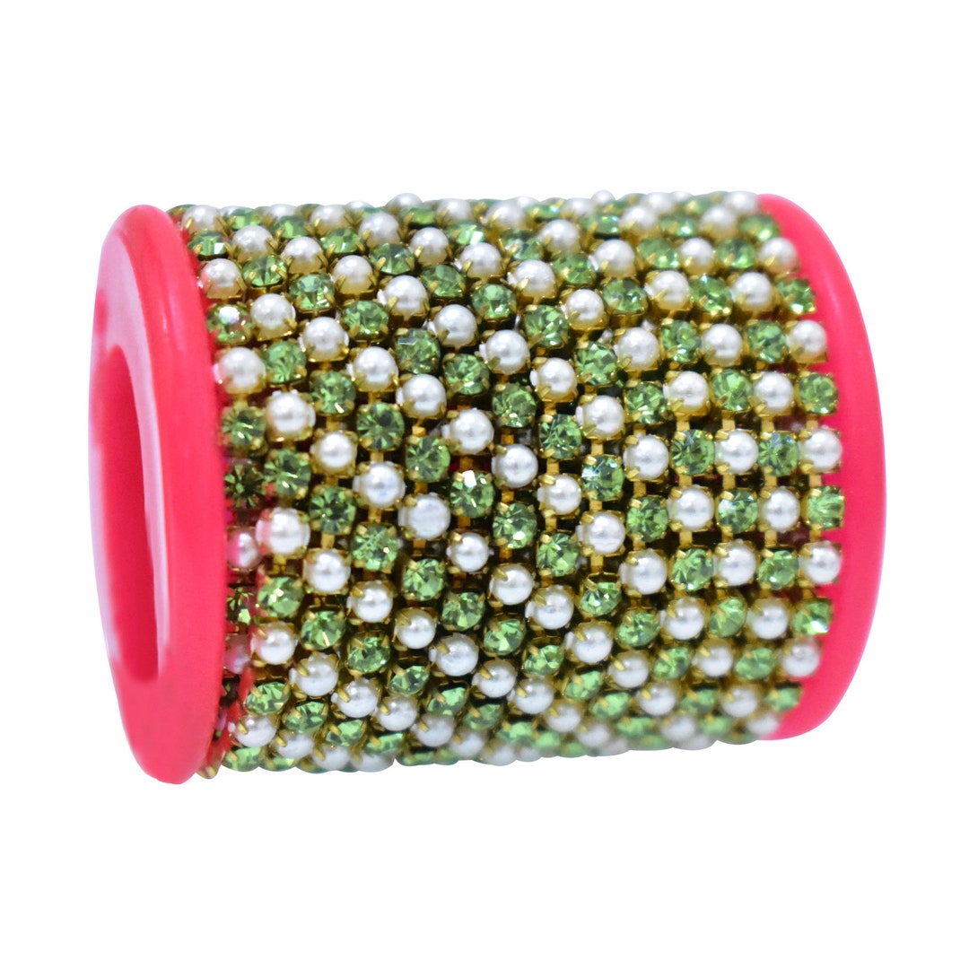 Rhinestone Chain Trim Crystal Cup Chain Paradise Green Crystal & Cream ...