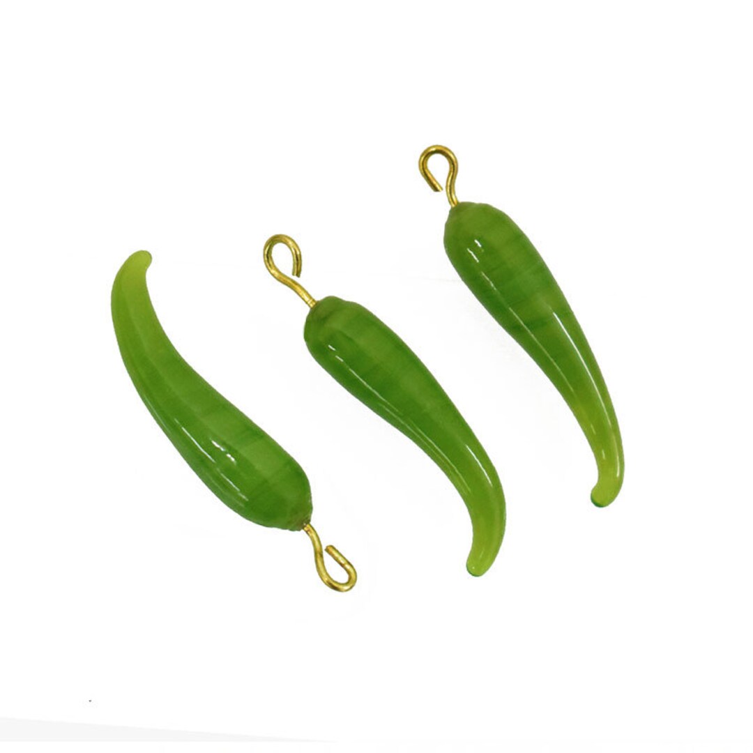 20 Pieces,light Green Color Chilli Shape Glass Pendant/chilli Pepper ...