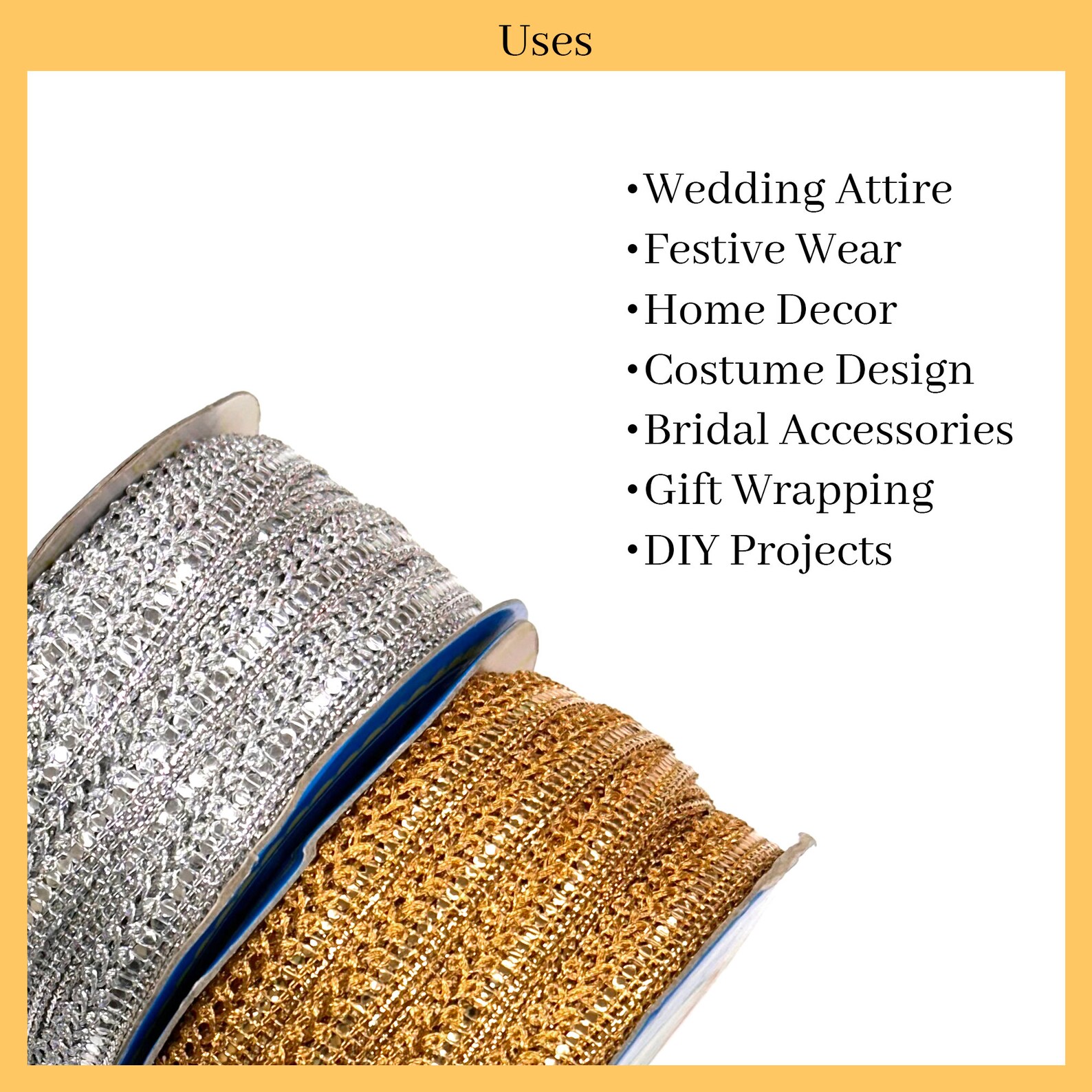 Gold & Silver Combo Zari Sequence Border Trim Lace for Sewing, Crafts ...