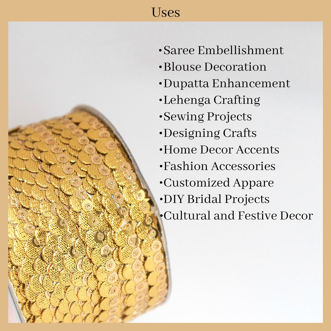 Embroiderymaterial Gold Sequins Sitara Lace Border for Duapatta ...