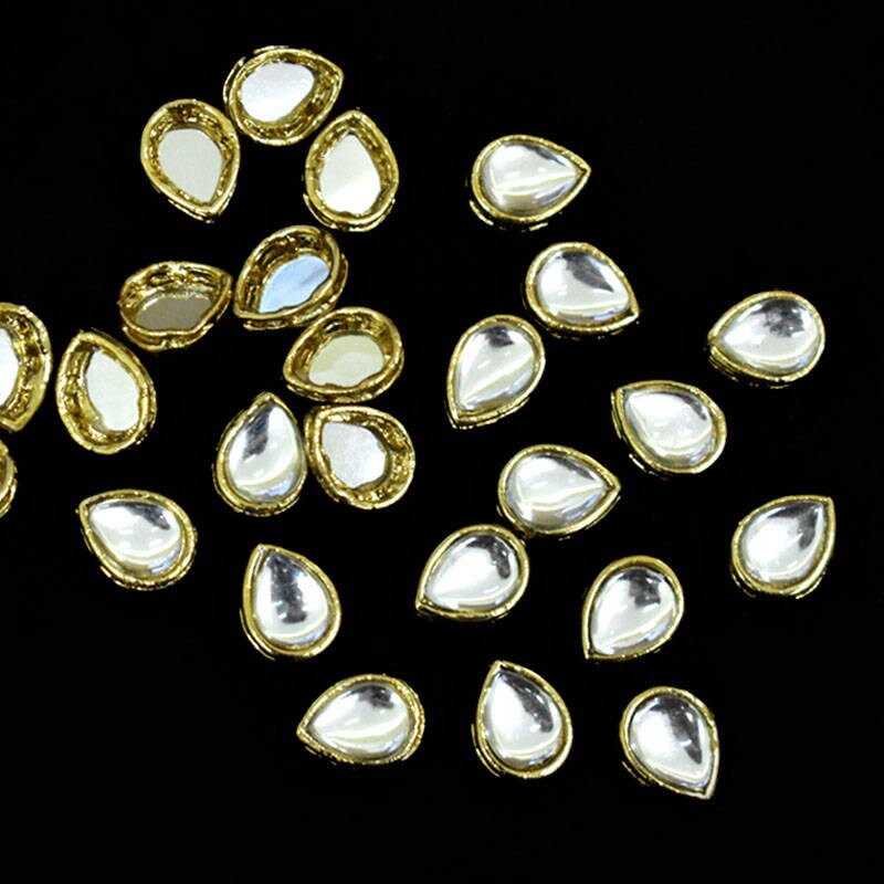 10x12mm Silver Color Tear Drop Shape Kundan Stone - Etsy Australia