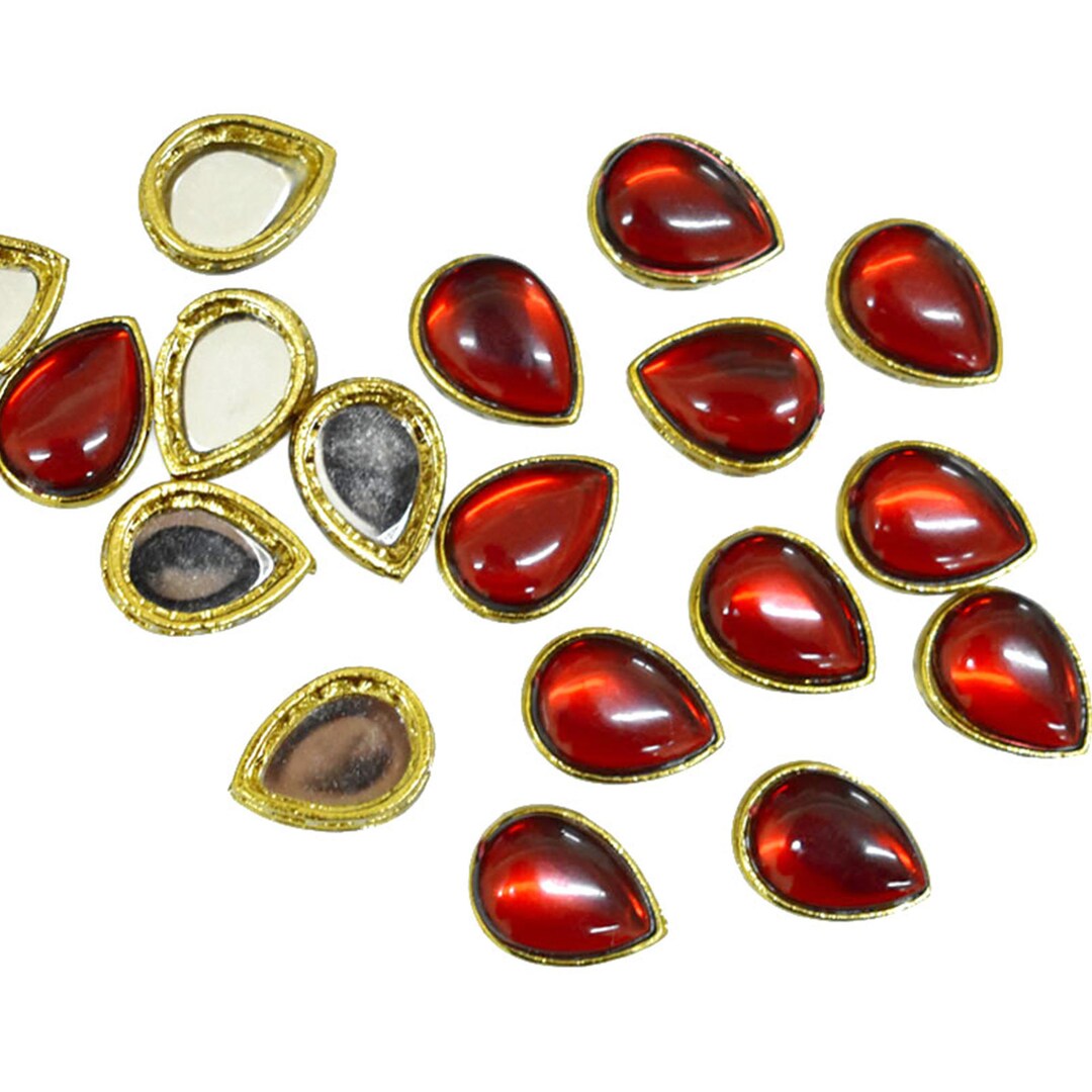 15x20mm Dark Red Color Tear Drop Shape Kundan Stones-embks5419 - Etsy