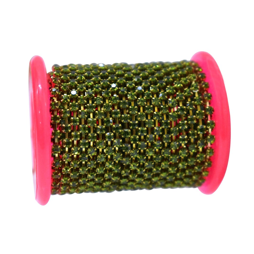 Rhinestone Chain Trim Crystal Cup Chain Green Color Crystal Cup Banding ...