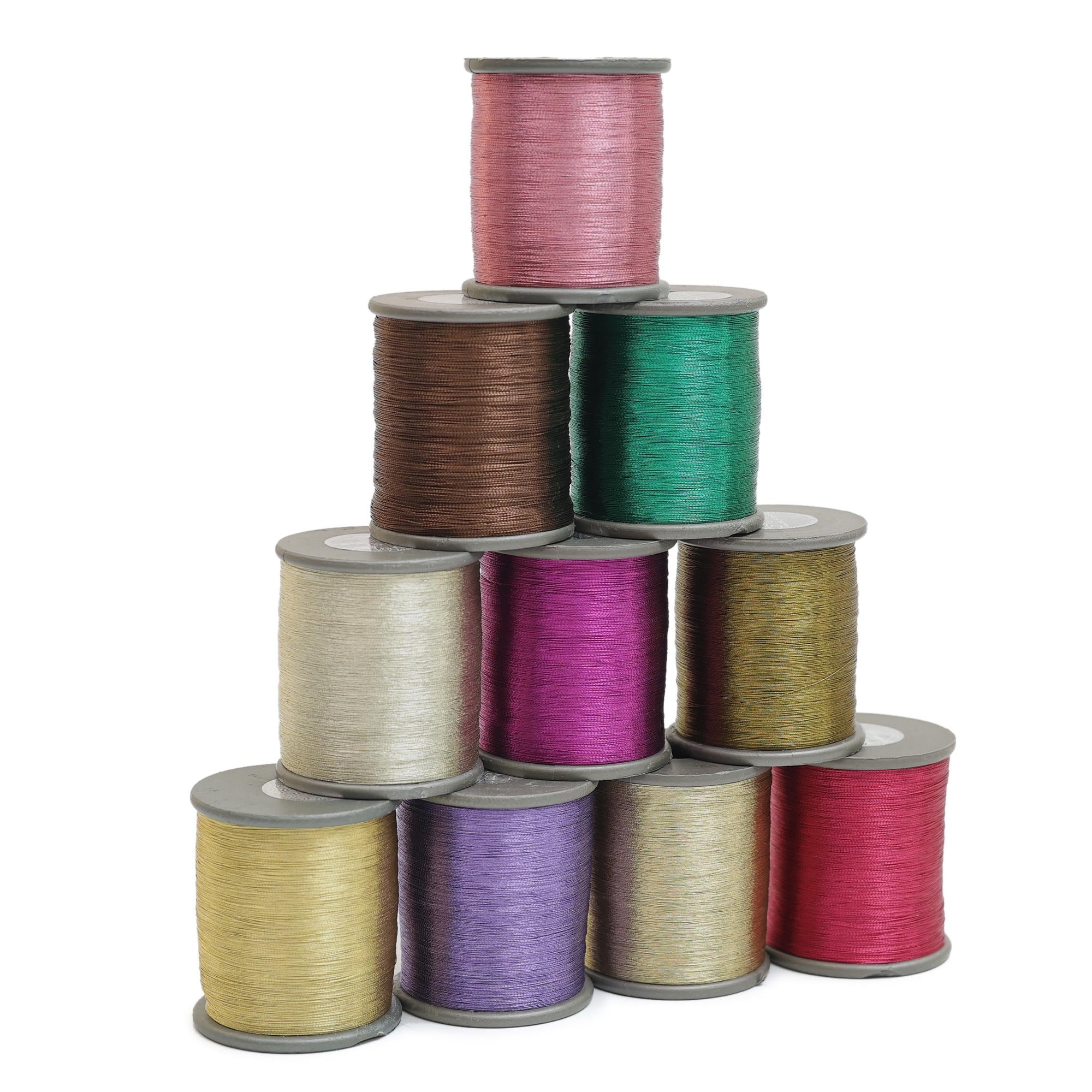 Zari Thread Metallic Floss Yarn Hand & Machine Embroidery Sewing ...