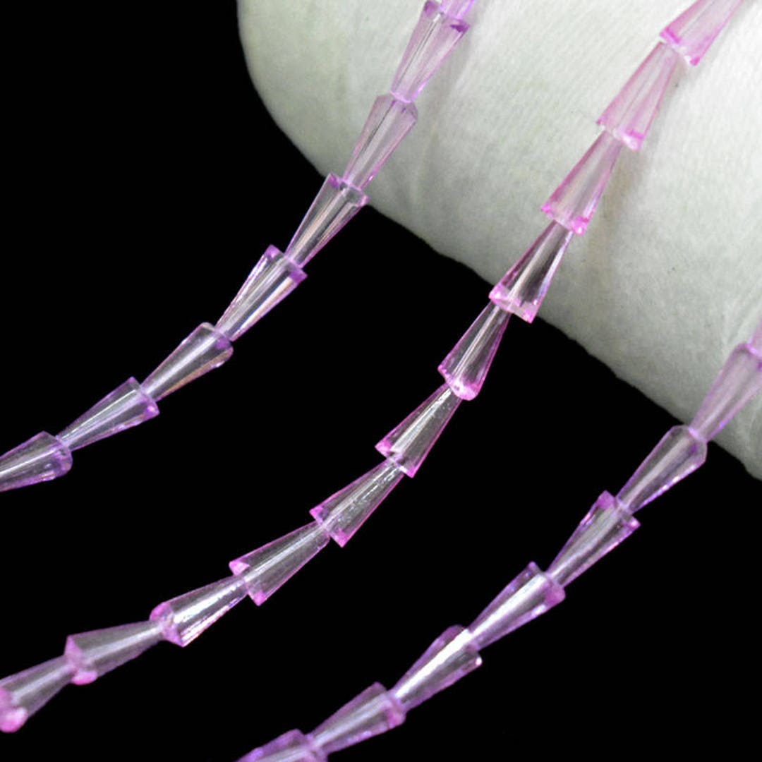 Cone Faceted Beads Strand Crystal Transparent Fire Polished Spacer ...
