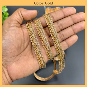 Zari Lace With Shining Sequence Sitara Lace for Sewing, Crafts, Dress ...