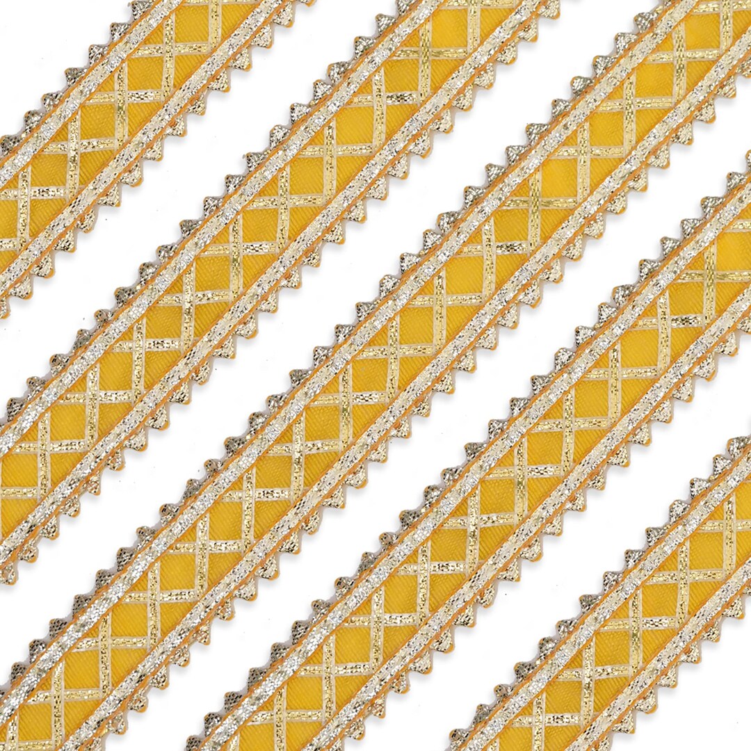 Trim Lace With Gota Patti Design, Golden Sewing Lace, Craft Supplies ...