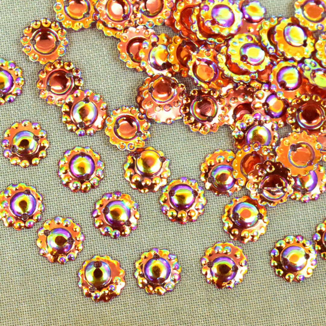 9MM, Embossed Flower Shape Sequins in Orange Color -100 Grams ...