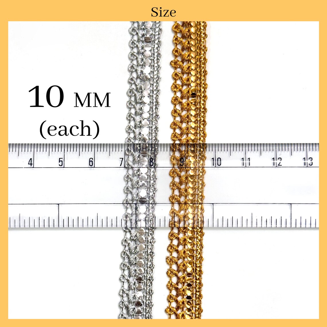 Gold & Silver Combo Zari Sequence Border Trim Lace for Sewing, Crafts ...