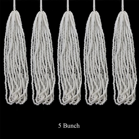 5 Bunch of 11/0 Seed Bead Strings in White Color Opaque Finish - Etsy