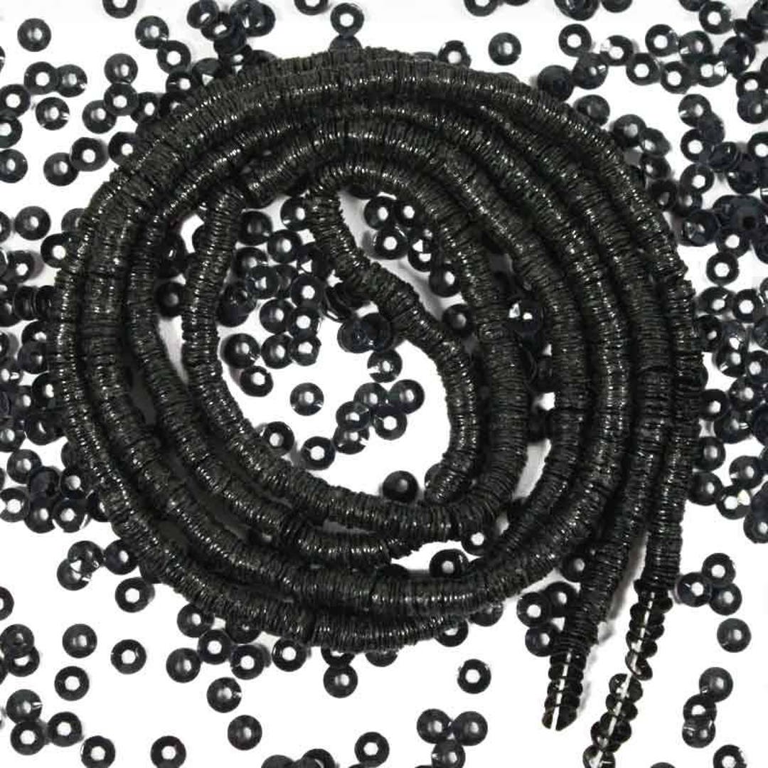 3MM Bowl Shape Black Color Sequins Strand (2000 Sequins/string ...
