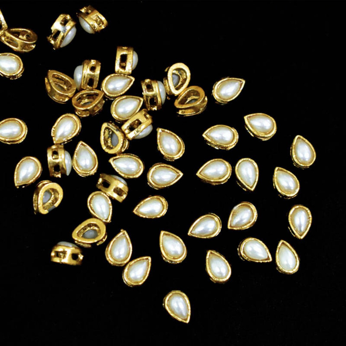 5x7MM Cream Color Tear Drop Shape Kundan Stones | Etsy