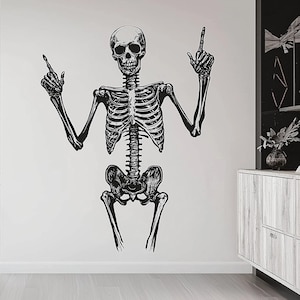 Skeleton Wall Decal | Halloween Human Skull Bones Wall Sticker ...
