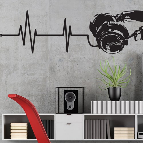 Music Wall Decal Decor Vinyl Dj Headphone Sticker for Teen - Etsy