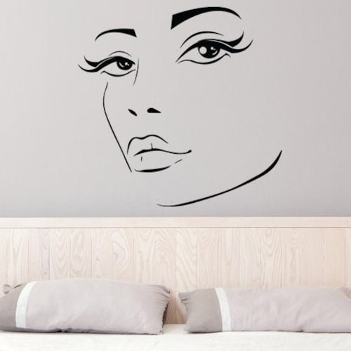 Beautiful Female Face Vinyl Wall Decal Woman Eyes Lips Lashes - Etsy